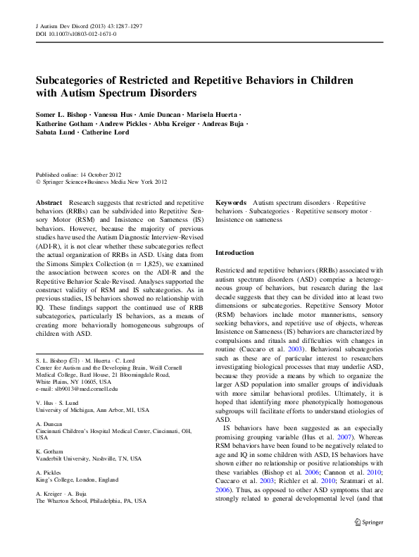 (PDF) Subcategories of restricted and repetitive behaviors in children ...