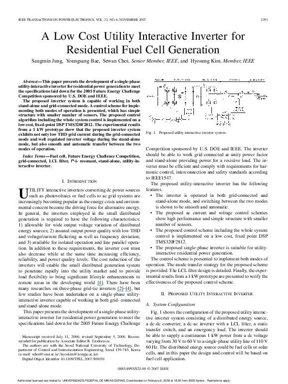 (PDF) A Low Cost Utility Interactive Inverter for Residential Fuel Cell ...