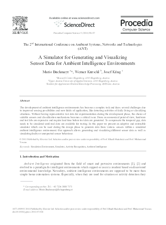 Pdf A Simulator For Generating And Visualizing Sensor Data For