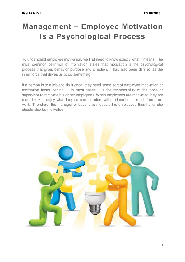 (PDF) Management – Employee Motivation is a Psychological Process