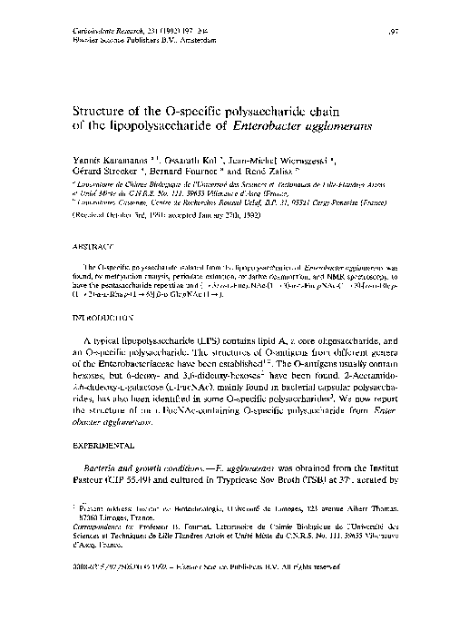 (PDF) The structure of the O-specific polysaccharide chain of the ...