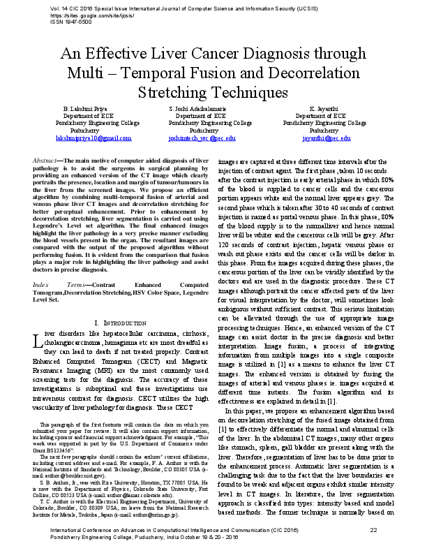 (PDF) An Effective Liver Cancer Diagnosis through Multi – Temporal ...