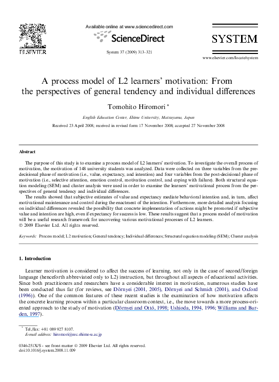 (PDF) A process model of L2 learners’ motivation: From the perspectives ...