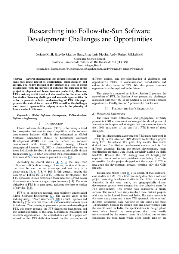 (PDF) Researching into Follow-the-Sun Software Development: Challenges ...