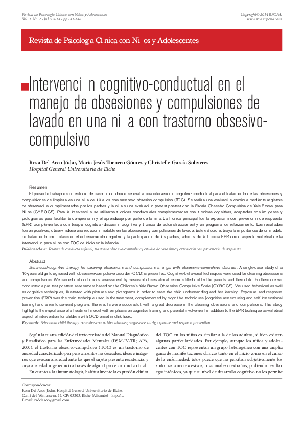 (PDF) Intervencion cognitivo conductual en el toc