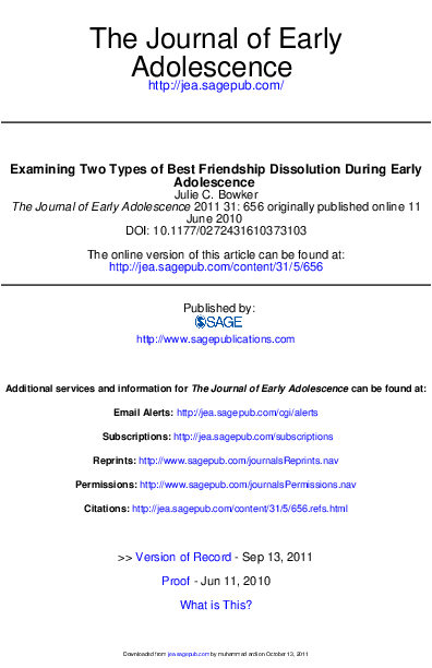 (PDF) Examining Two Types of Best Friendship Dissolution During Early ...