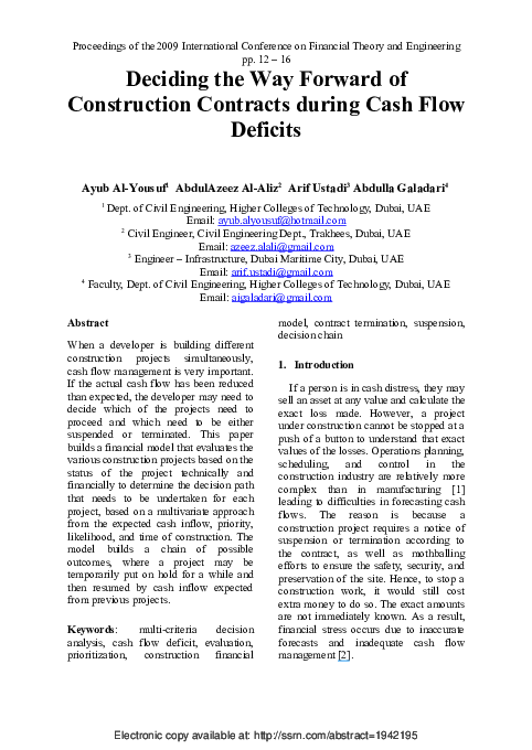 (PDF) Deciding the way forward of construction contracts during cash ...