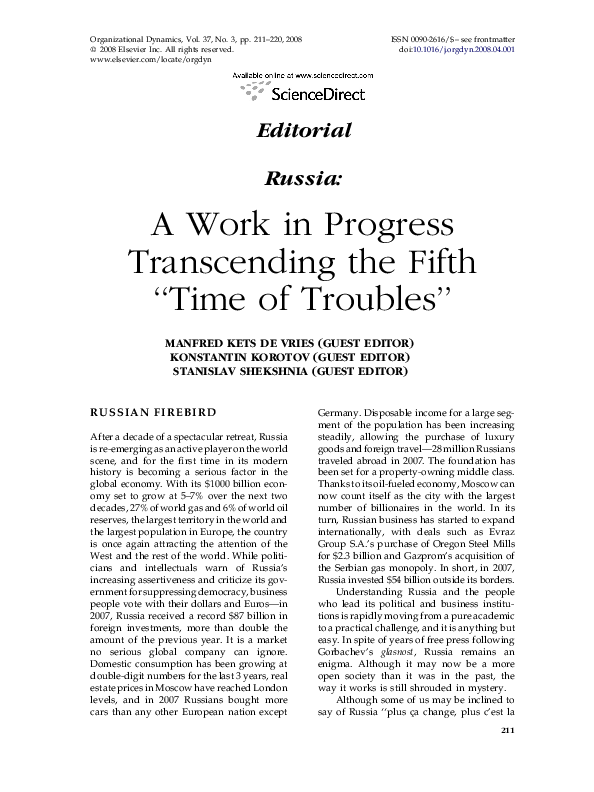 (PDF) Russia: A Work in ProgressTranscending the Fifth ‘‘Time of Troubles"