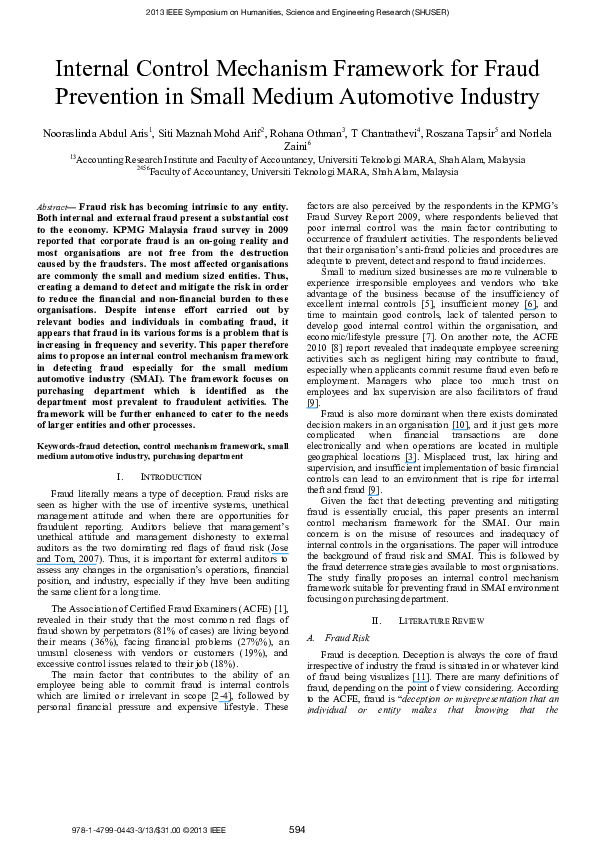 (PDF) Internal Control Mechanism Framework for Fraud Prevention in Small Medium Automotive Industry