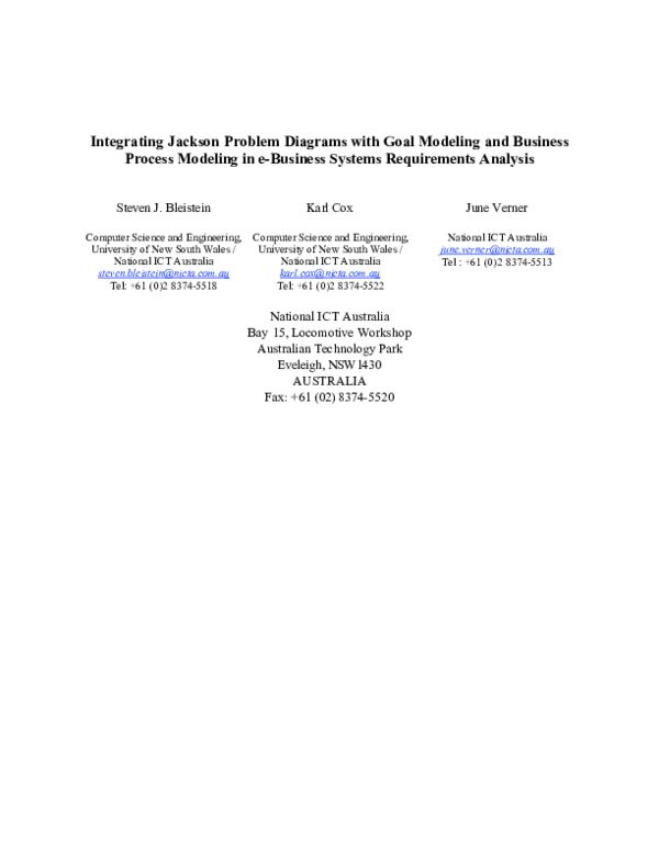(PDF) Integrating Jackson Problem Diagrams with Goal Modeling and ...