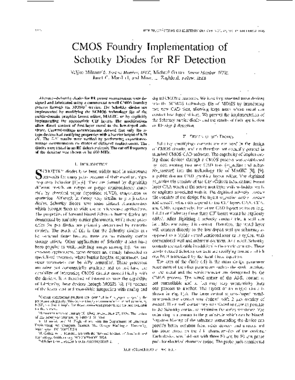(PDF) CMOS foundry implementation of Schottky diodes for RF detection
