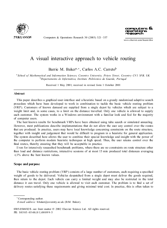 (PDF) A visual interactive approach to vehicle routing