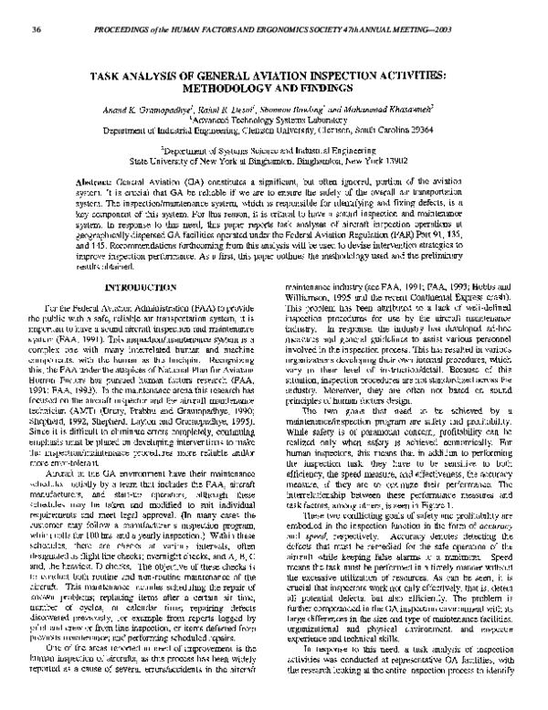 (PDF) TASK ANALYSIS OF GENERAL AVIATION INSPECTION ACTIVITIES ...