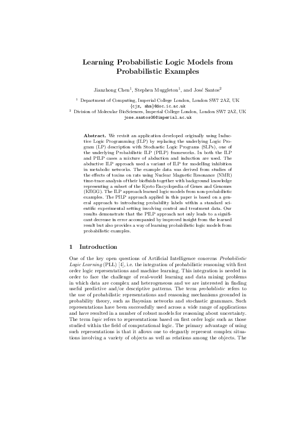 (PDF) Learning probabilistic logic models from probabilistic examples