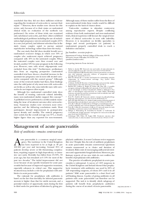 (PDF) Management of acute pancreatitis