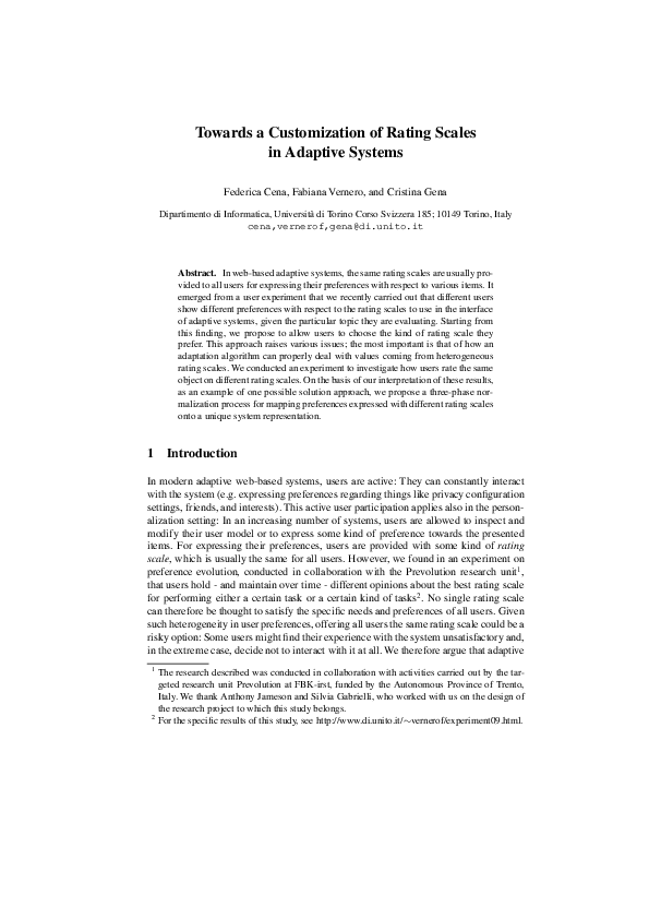 (PDF) Towards a Customization of Rating Scales in Adaptive Systems