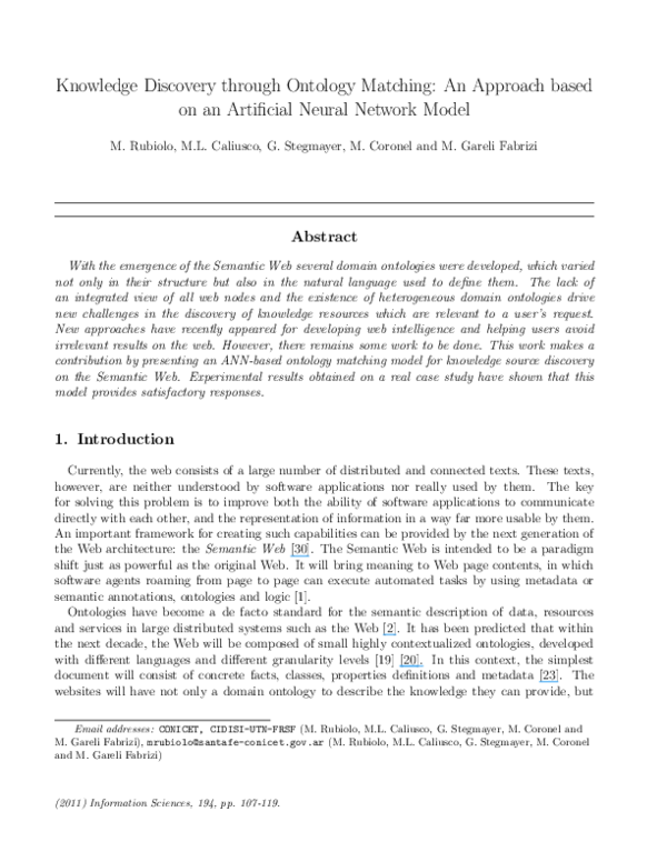 Pdf Neural Network Based Constraint Satisfaction In Ontology Mapping
