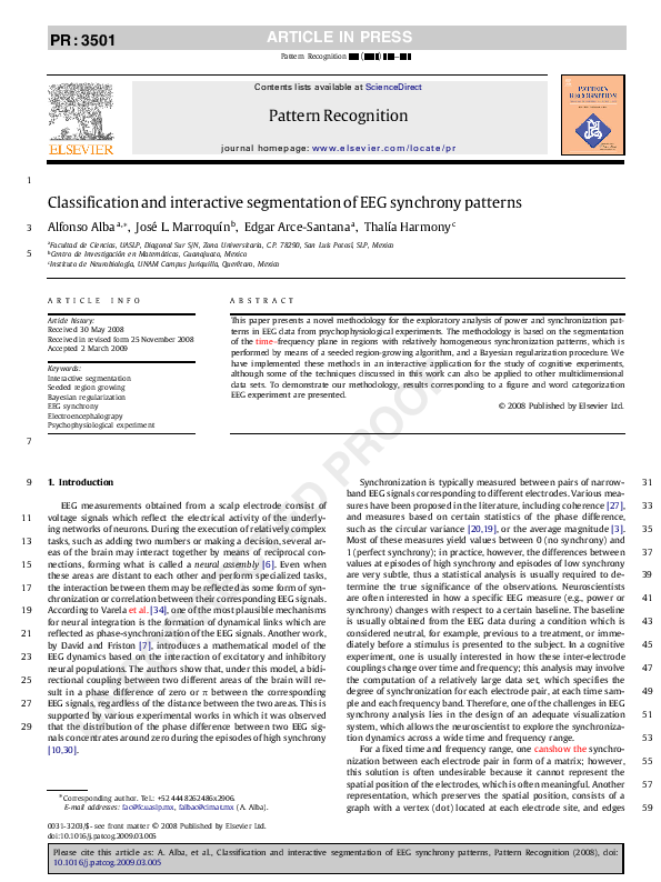 Pdf Classification And Interactive Segmentation Of Eeg Synchrony Patterns