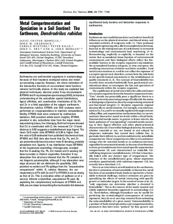 (PDF) Metal Compartmentation and Speciation in a Soil Sentinel: The ...