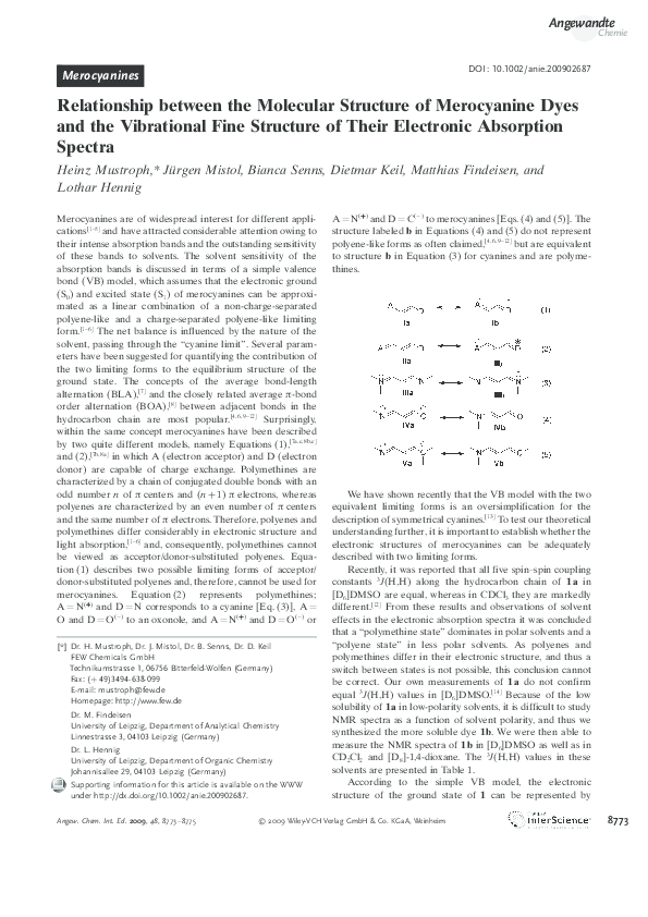 (PDF) Relationship between the Molecular Structure of Merocyanine Dyes ...