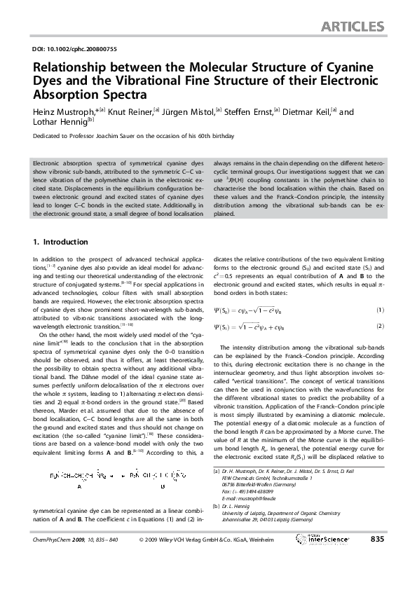 (PDF) Relationship between the Molecular Structure of Cyanine Dyes and ...