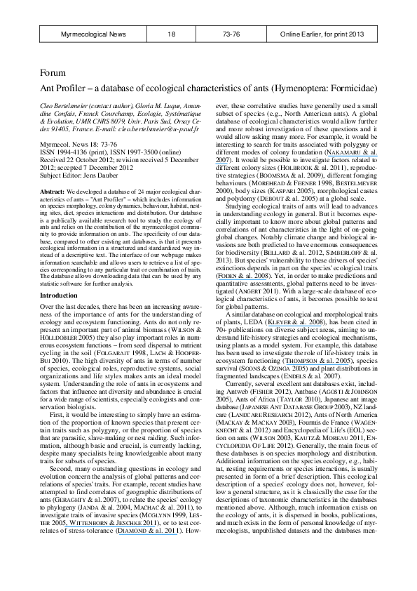 (PDF) Ant Profiler – a database of ecological characteristics of ants ...