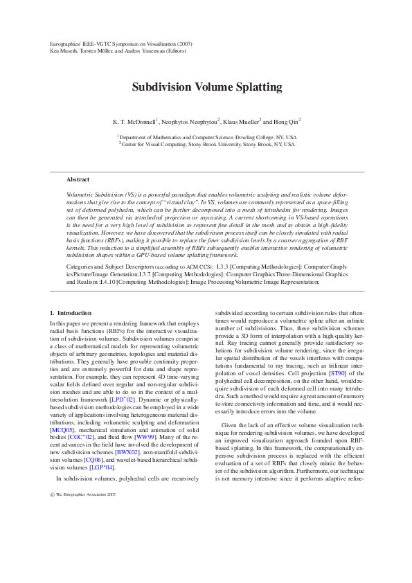 (PDF) Subdivision Volume Splatting