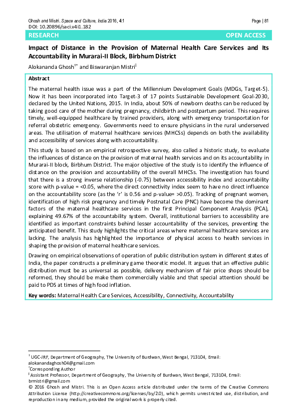 (PDF) Impact of Distance in the Provision of Maternal Health Care ...