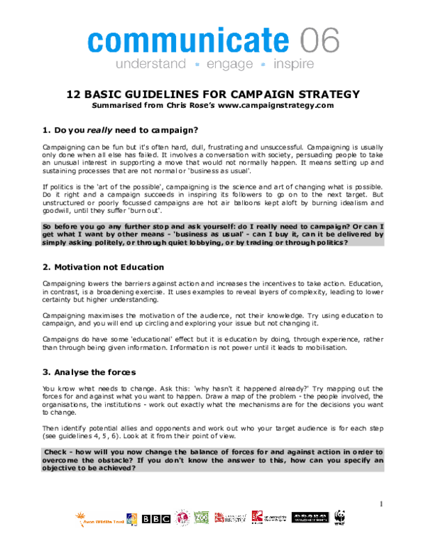(PDF) 2 BASIC GUIDELINES FOR CAMPAIGN STRATEGY