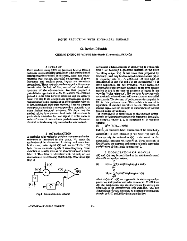 (PDF) Noise reduction with sinusoidal signals