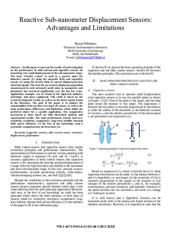 (PDF) Reactive sub-nanometer displacement sensors: Advantages and ...