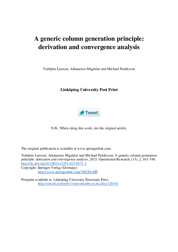 A generic column generation principle: derivation and convergence analysis