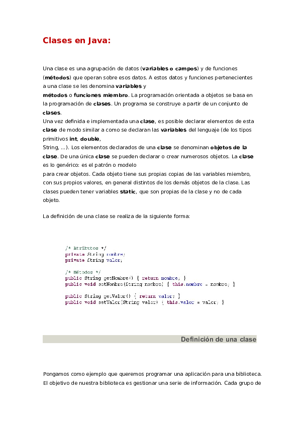 (DOC) Clases en Java (Apuntes)