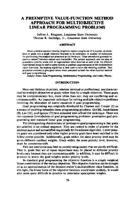 (PDF) A Preemptive Value-Function Method Approach for Multiobjective Linear Programming Problems