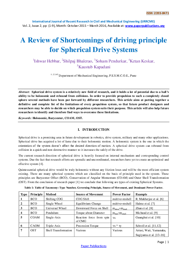 (PDF) A Review of Shortcomings of driving principle for Spherical Drive ...