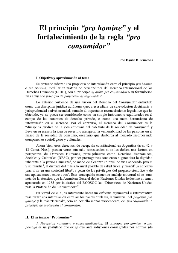 (DOC) El principio " pro homine " y el fortalecimiento de la regla ...