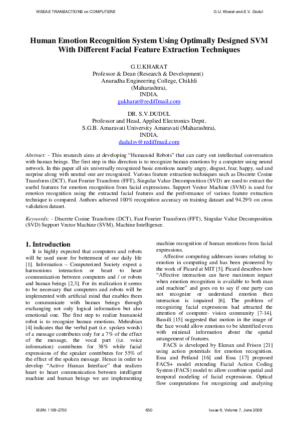 (PDF) Human Emotion Recognition System Using Optimally Designed SVM ...