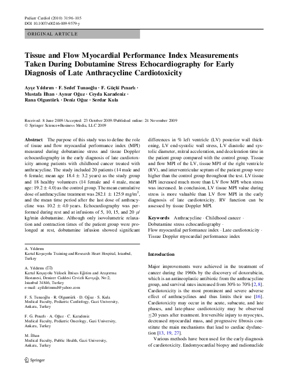 (PDF) Tissue and Flow Myocardial Performance Index Measurements Taken ...