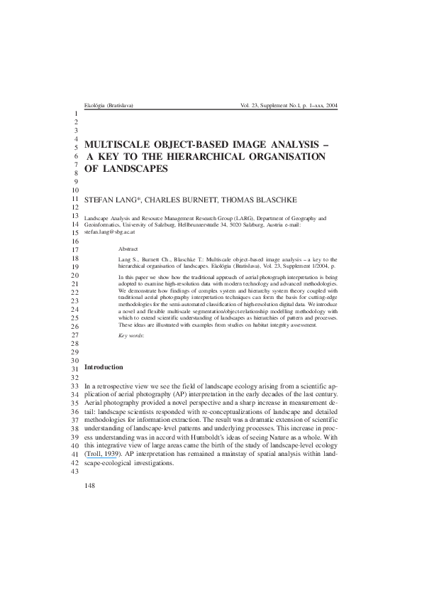 Pdf Multiscale Object Based Image Analysis A Key To The Hierarchical