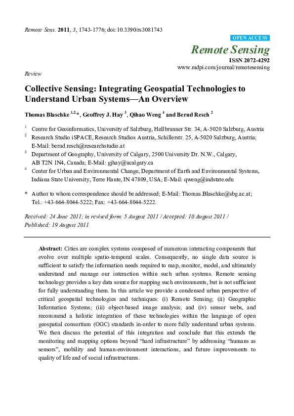 (PDF) Collective Sensing: Integrating Geospatial Technologies to Understand Urban Systems—An ...