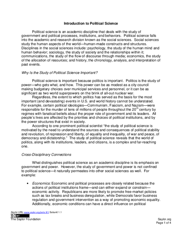 (PDF) Introduction to Political Science