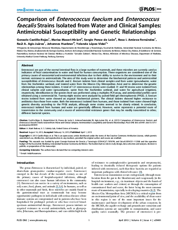 (PDF) Comparison of Enterococcus faecium and Enterococcus faecalis ...