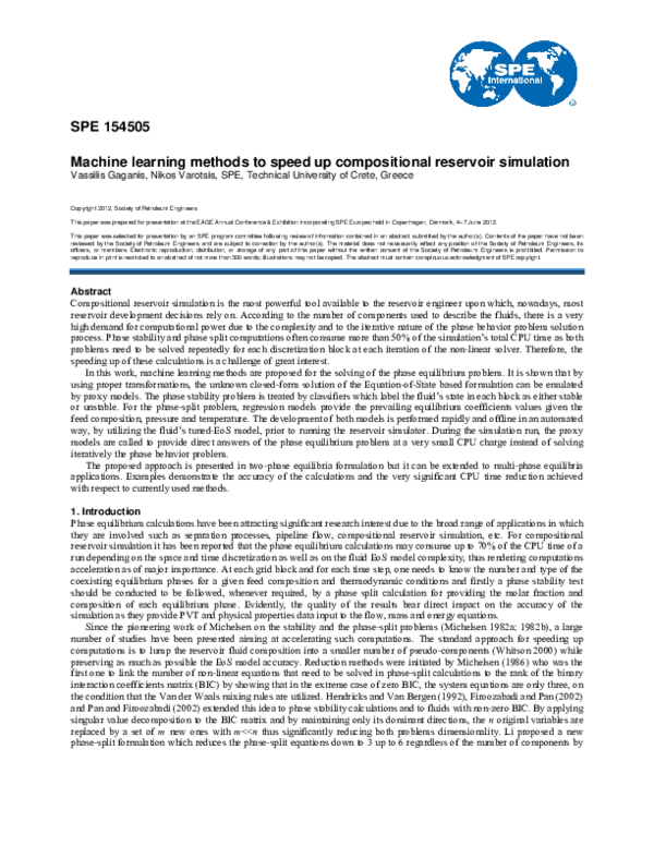 (PDF) SPE 154505 Machine learning methods to speed up compositional reservoir simulation