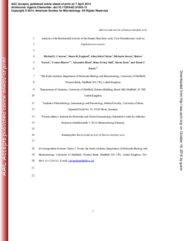 (PDF) Analysis of the Bactericidal Activity of the Human Skin Fatty ...