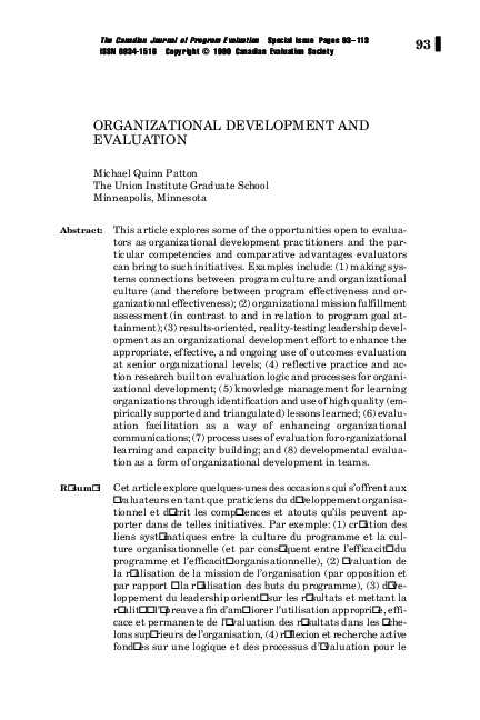 (PDF) Organizational Development and Evaluation