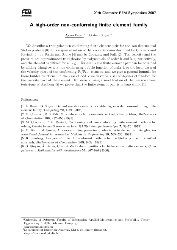 (PDF) A high-order non-conforming nite element family