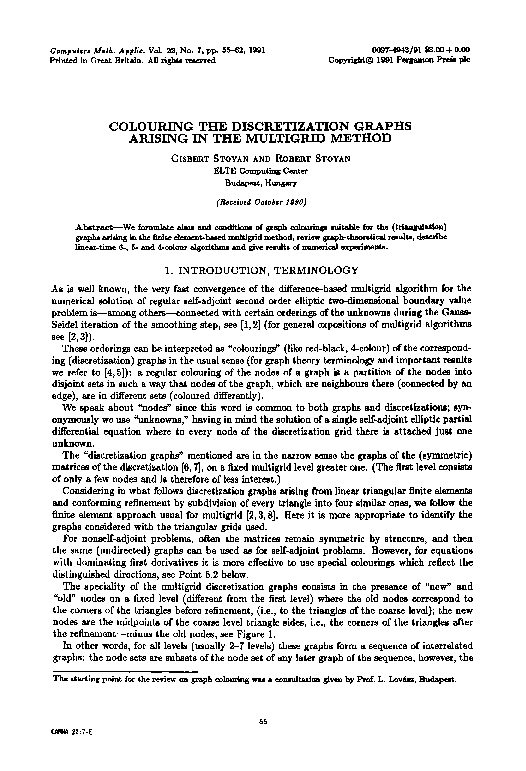 (PDF) Colouring the discretization graphs arising in the multigrid method