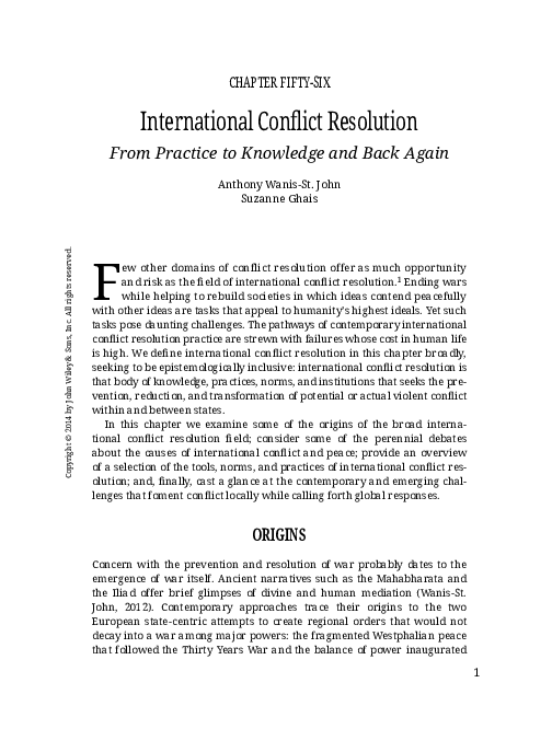 (PDF) International Conflict Resolution: From Knowledge to Practice and ...