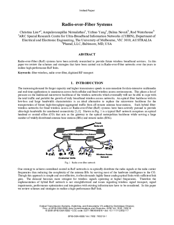(PDF) Radio-over-fiber systems