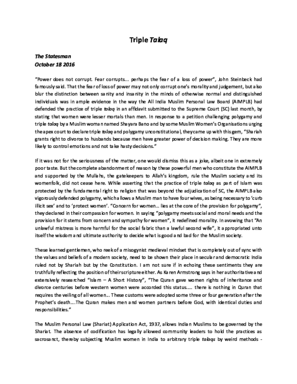 (PDF) Triple Talaq